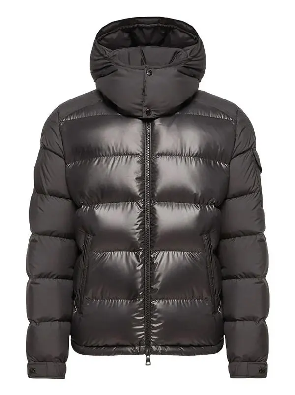 Moncler Quilted Down Jacket With Drawstring Hood - Black