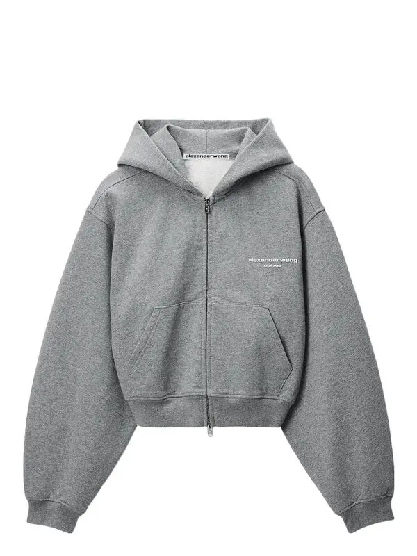 Alexander Wang Zip-up Cropped Hoodie - Gray