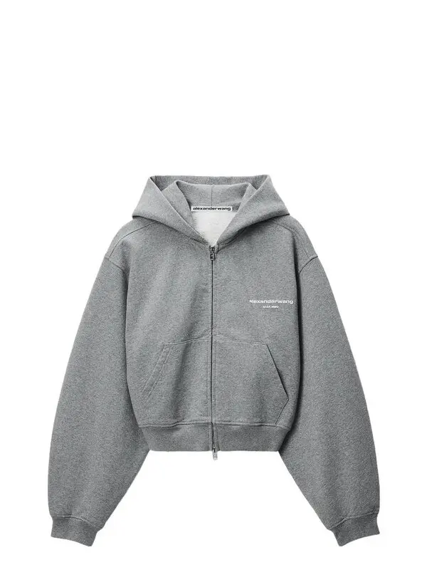 Alexander Wang Zip-up Cropped Hoodie - Gray