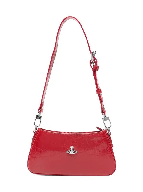 VIVIENNE WESTWOOD Crinkled Calf Leather Shoulder Bag - Red