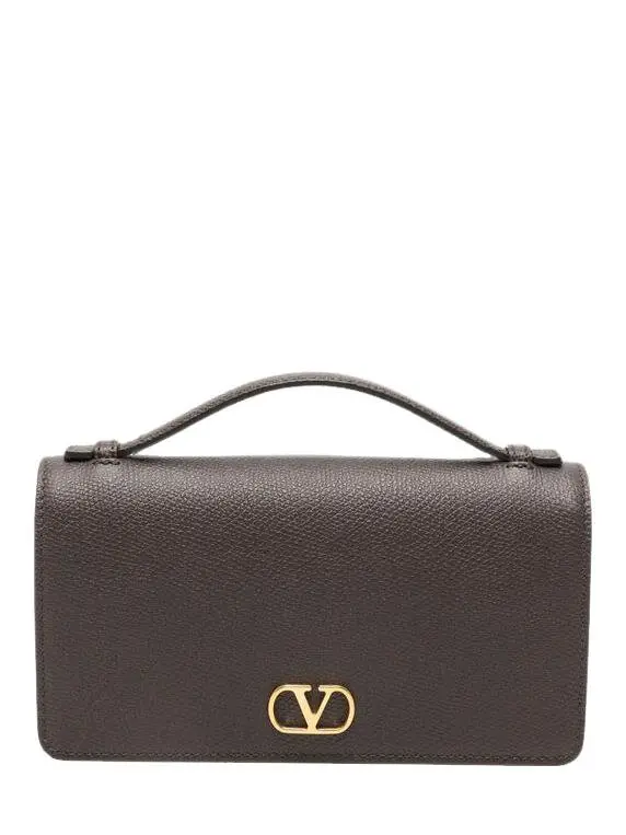 Valentino Garavani Leather Vlogo Signature Clutch Bag - Brown