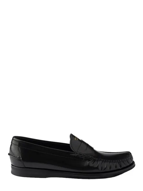 Prada Brushed Leather Loafers - Black