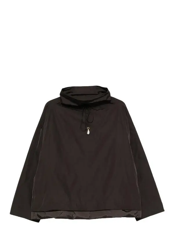 Carven Oversized Coat With Faux Pearl Detail - Brown