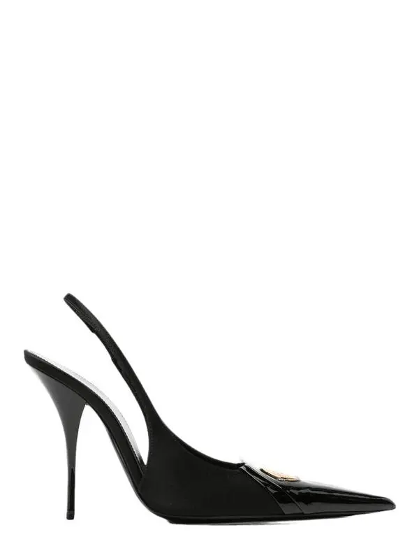 Saint Laurent Pointed Toe Stiletto Slingbacks - Black