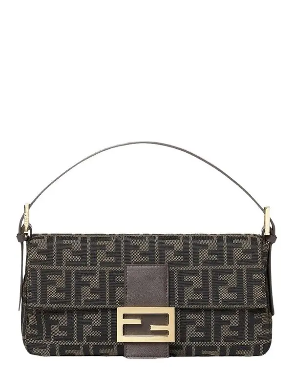 Fendi Ff Monogram Jacquard Shoulder Bag - Brown