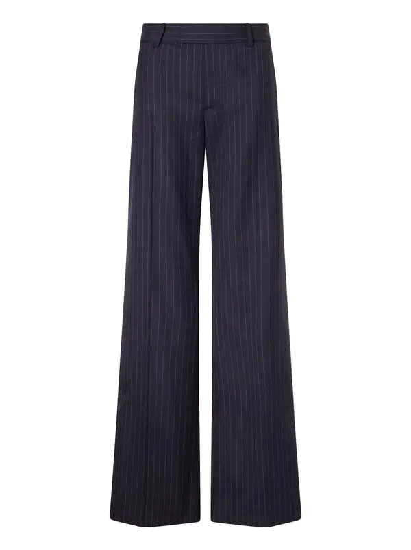NILI LOTAN Bethany Pinstriped Wool-blend Pants - Blue