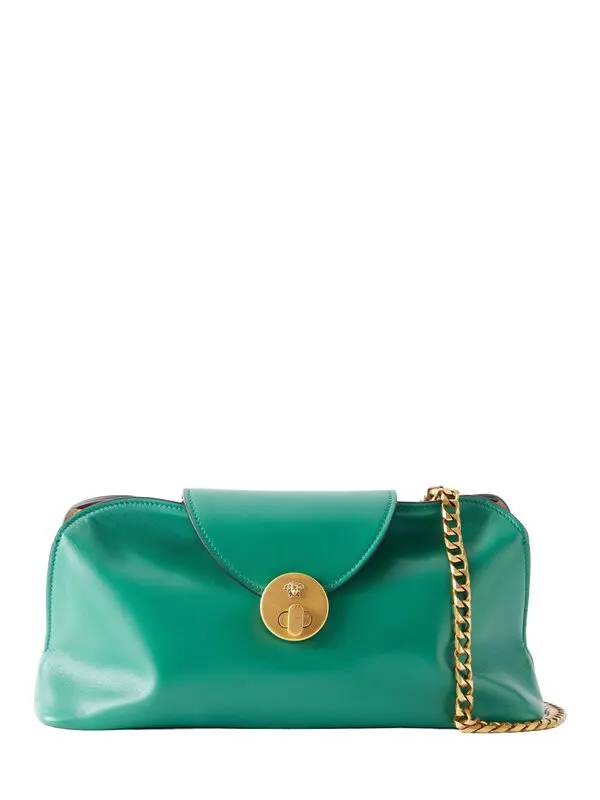 Versace Vivienne Medusa-detailed Leather Clutch - Emerald