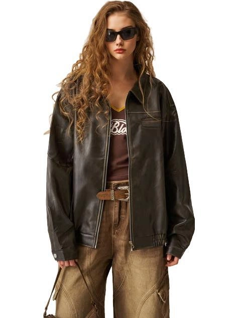 AELFRIC EDEN Vintage Leather Jacket - Coffee