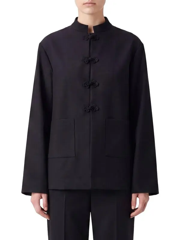RÓHE Short Single-breasted Coat In Virgin Wool And Mohair With Toggle Closure - Black