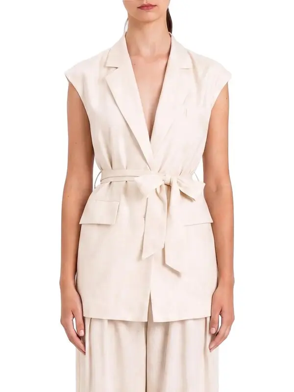 TWINSET Tailored Lyocell Waistcoat - Beige