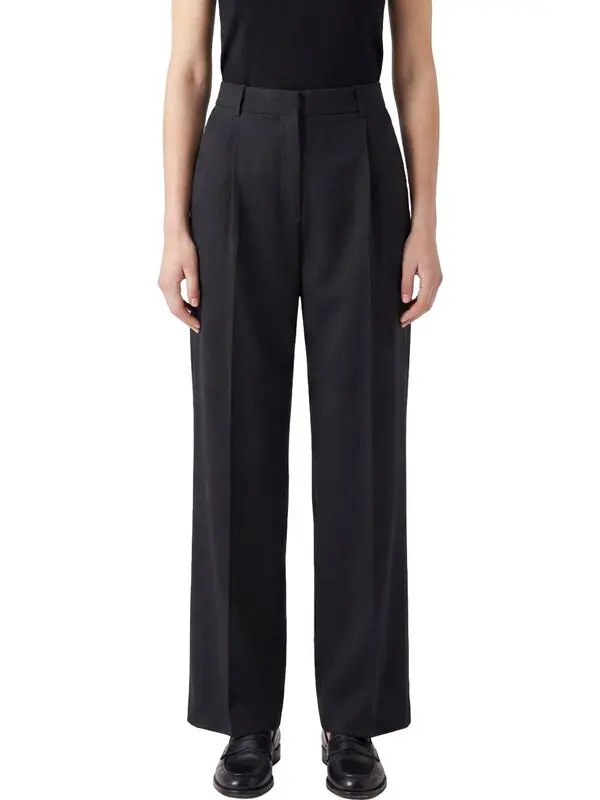 Our Legacy High-waisted Wool Trousers With Wide-leg Cut - Black
