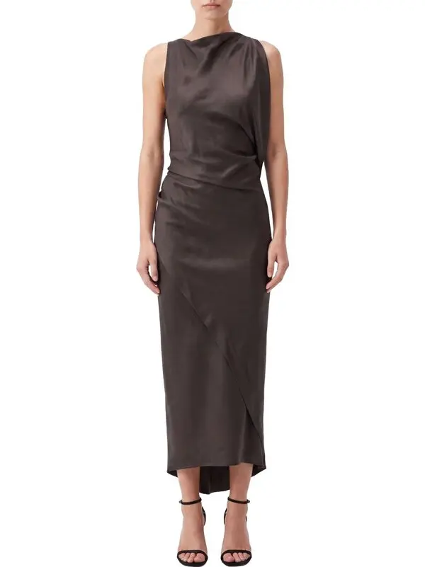 Victoria Beckham Kyra Asymmetrical Midi Dress - Grey