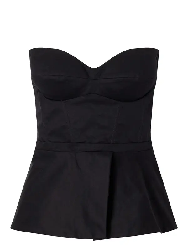 ANDRES OTALORA Strapless Stretch-cotton Twill Blouse - Black