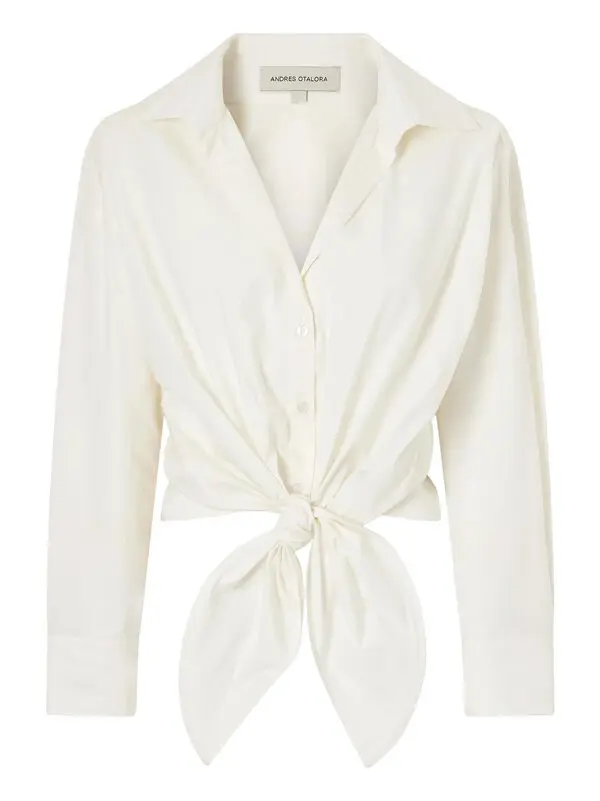ANDRES OTALORA White Cotton Poplin Button-down Blouse - Neutrals