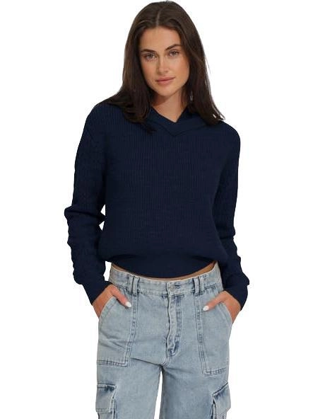BELLE & BLOOM On The Run" Knitted Hoodie - Navy