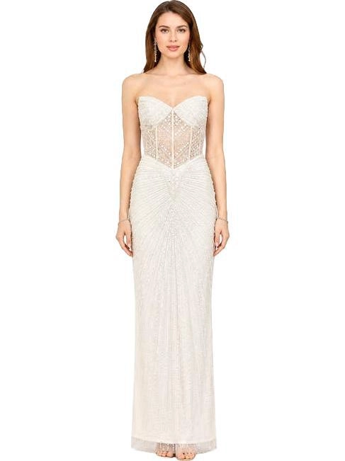 LARA NEW YORK Beaded Faux-wrap V-neck Bridal Gown - Ivory