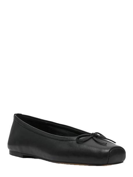 Steve Madden Eleve Square Toe Flat - Black Leather