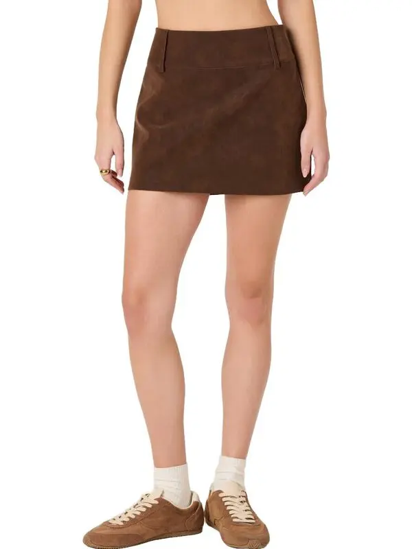 Astr The Label Arielle Faux Leather Skort - Brown