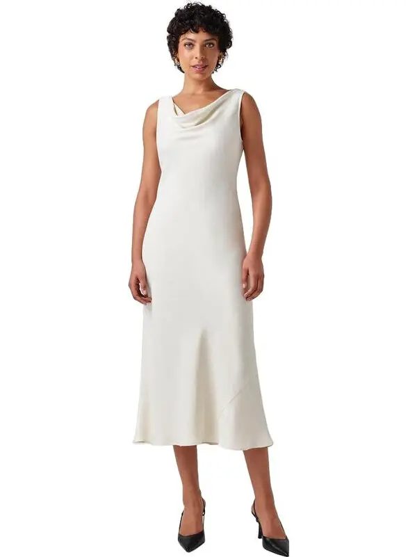 GHOST LONDON Arya Cowl Neck Midi Dress - Ivory