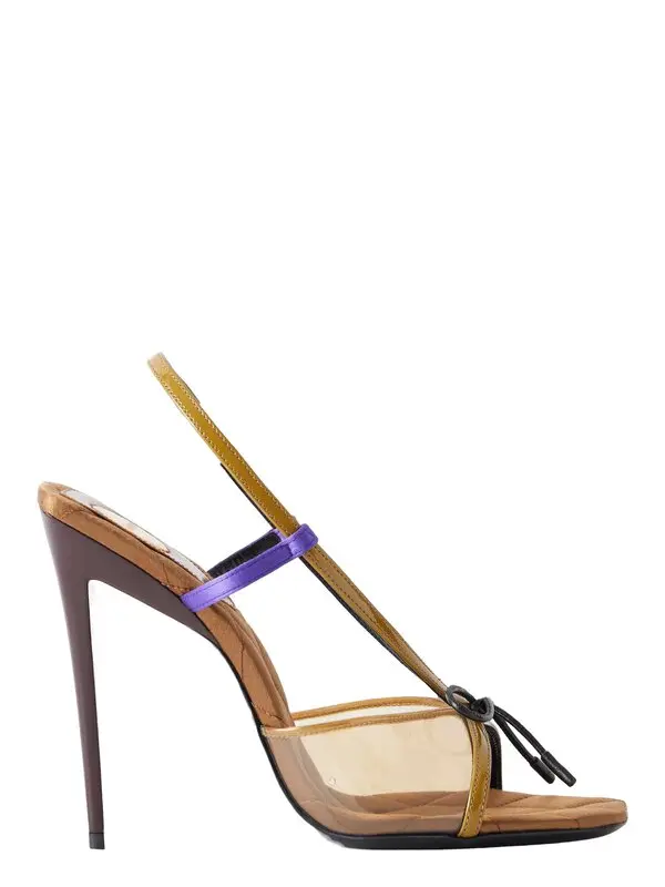 Saint Laurent Leather And Satin-trimmed Tpu Sandals - Green