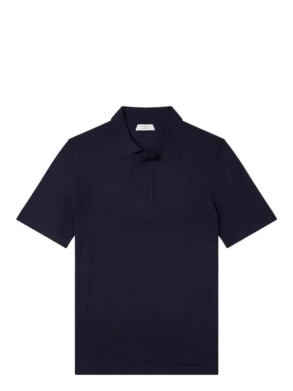 Gabriela Hearst Stendhal Cashmere And Silk-blend Polo Shirt - Blue