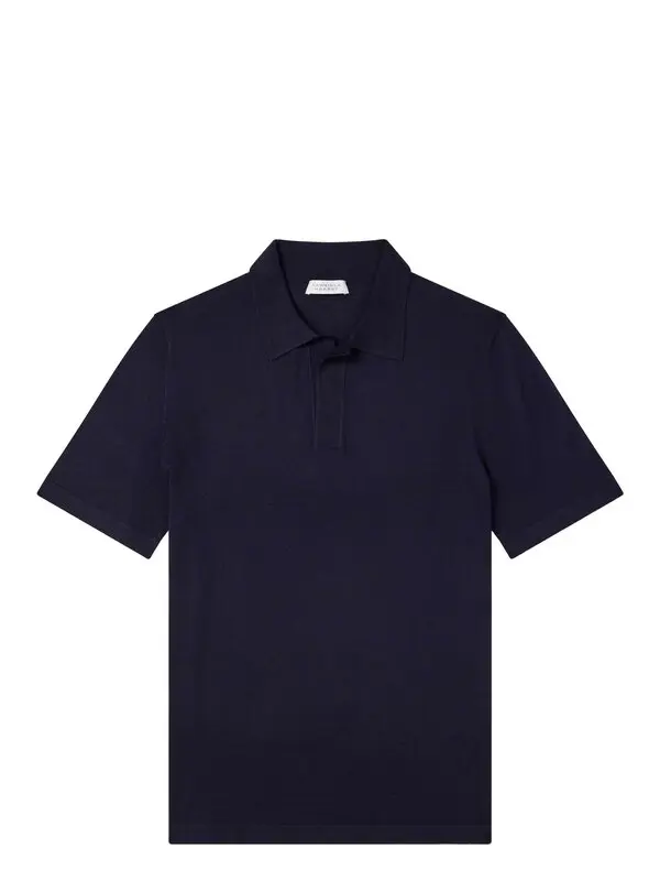 Gabriela Hearst Stendhal Cashmere And Silk-blend Polo Shirt - Navy