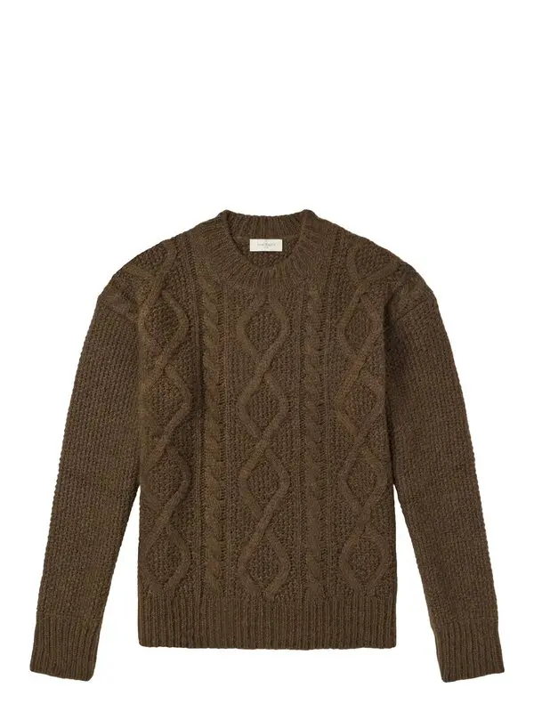 PIACENZA CASHMERE 1733 Cable-knit Alpaca And Wool-blend Sweater - Brown