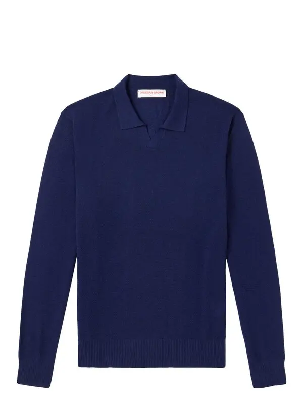 Orlebar Brown Bresson Cashmere Polo Shirt - Blue