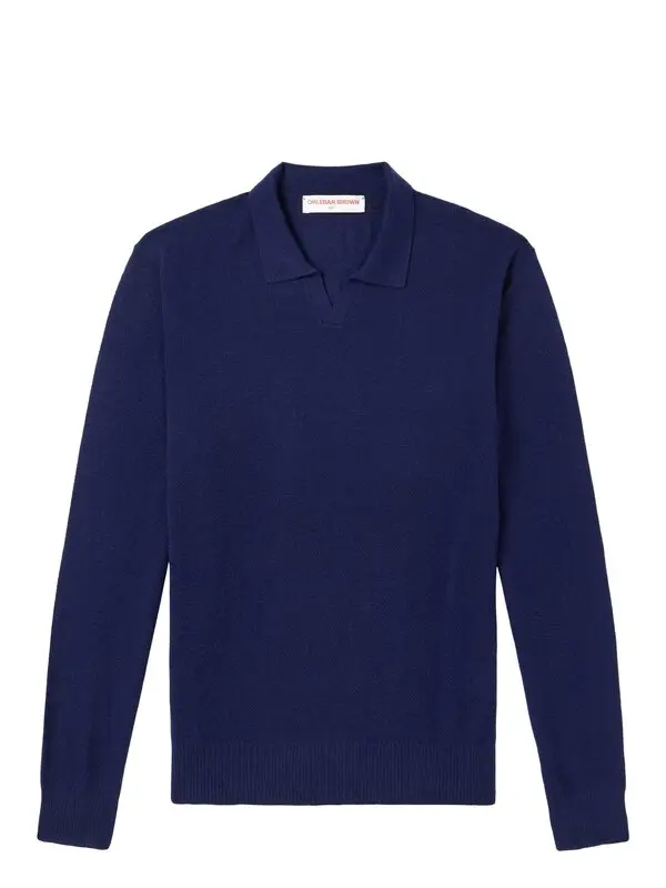 Orlebar Brown Bresson Cashmere Polo Shirt - Navy