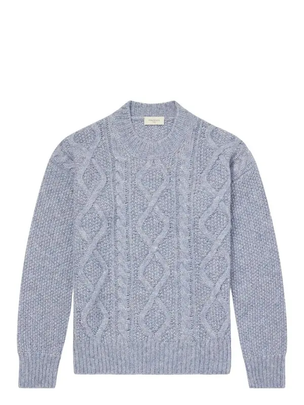 PIACENZA CASHMERE 1733 Cable-knit Alpaca And Wool-blend Sweater - Blue