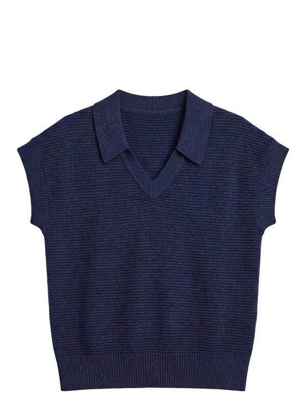 BRODIE CASHMERE Rippled V-neck Vest - Blue