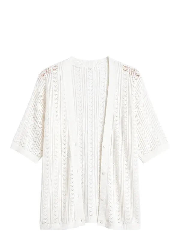BRODIE CASHMERE Open Stitch Kimono - White