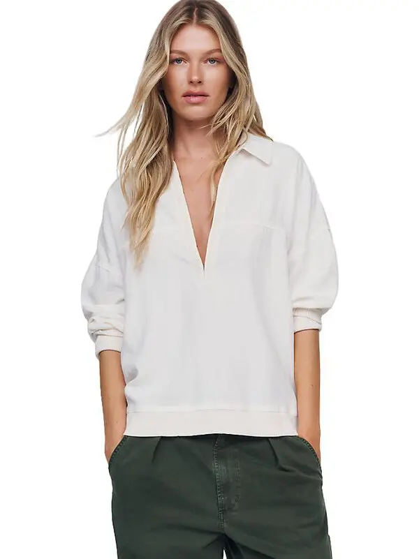 PILCRO Relaxed Pullover Sweatshirt - Ivory