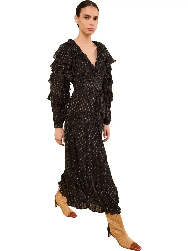 Ulla Johnson Ardis Long Sleeve Silk Dress - Noir