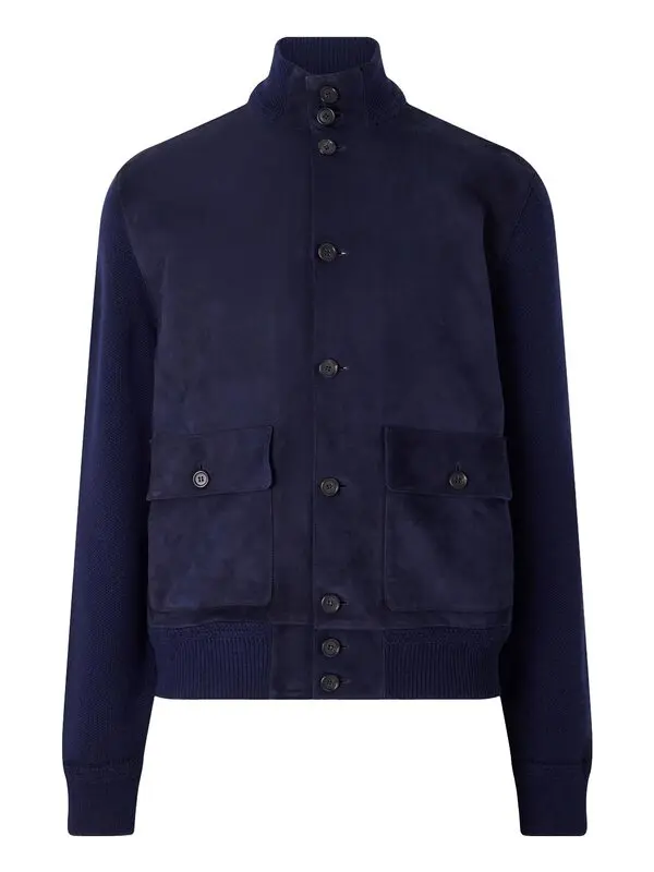Ralph Lauren Purple Label Suede And Cashmere Jacket - Blue