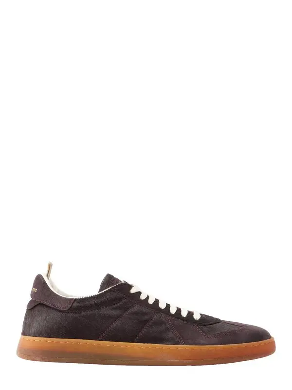 Officine Creative Militia 002 Suede-trimmed Calf Hair Snakers - Burgundy