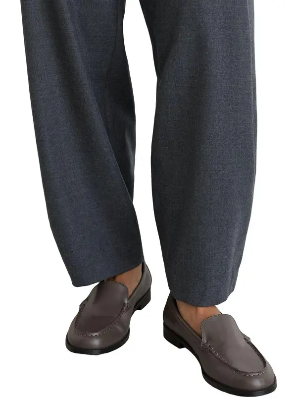 REISS Renee Leather Apron-toe Loafers - Grey