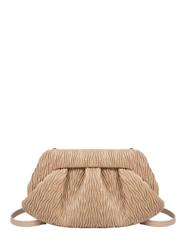 THEMOIRE Bios" Twisted Clutch In Apple Leather - Beige