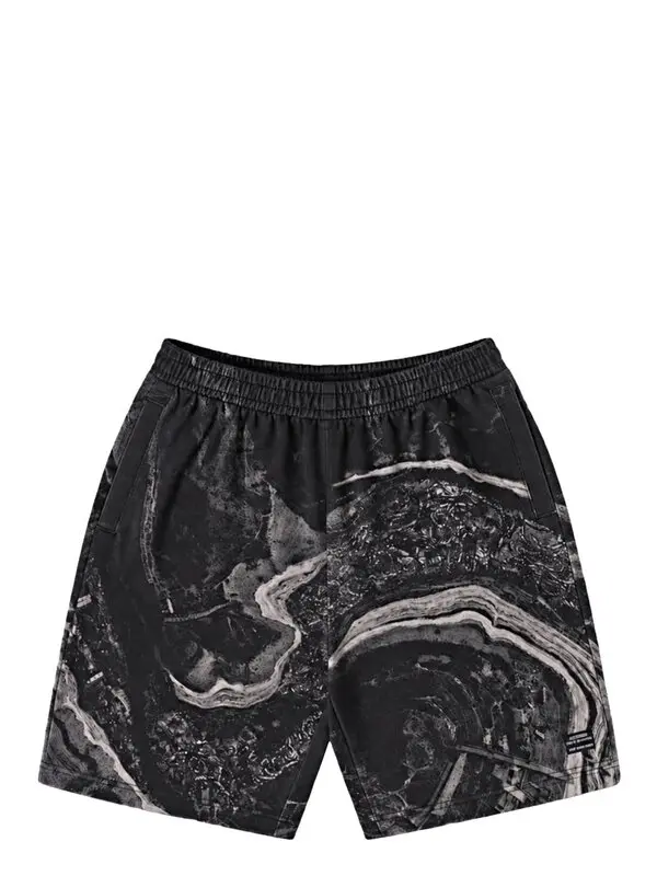 UNTAPPED Terrain Print Loopback Cotton Shorts - Black