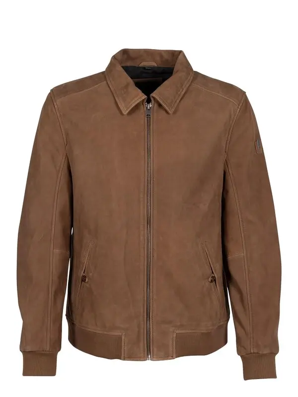 Mauritius Nubuck Leather Bomber Jacket - Brown