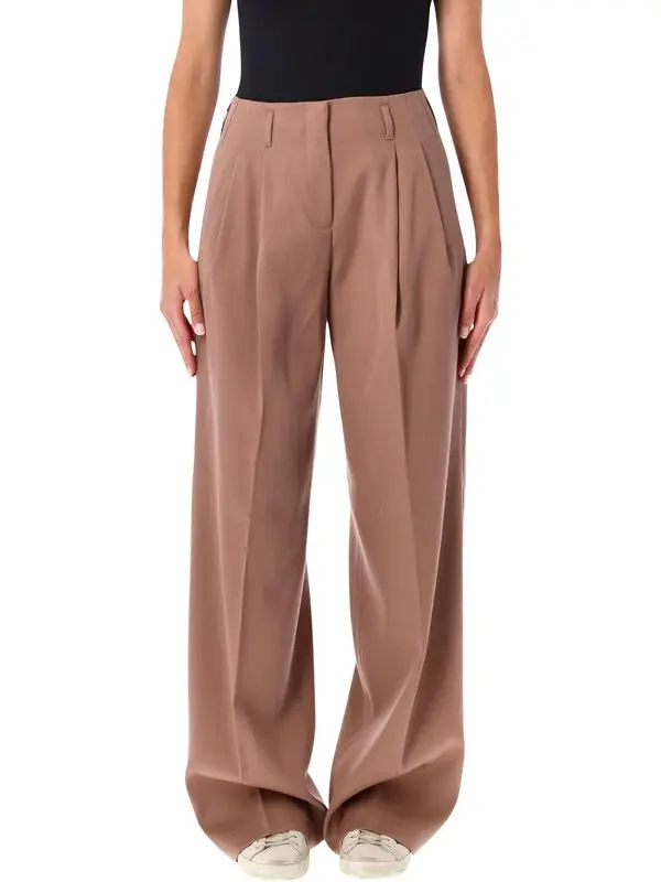 GOLDEN GOOSE Tailored Virgin Wool High-waisted Wide-leg Pants With Star Detail - Pink