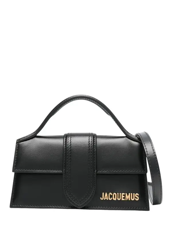 Jacquemus Leather Tote Handbag With Removable Shoulder Strap And Magnetic Flap Closure - Black