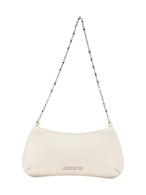 Jacquemus Shiny Leather Chain Handbag With Gold-tone Hardware - Ivory
