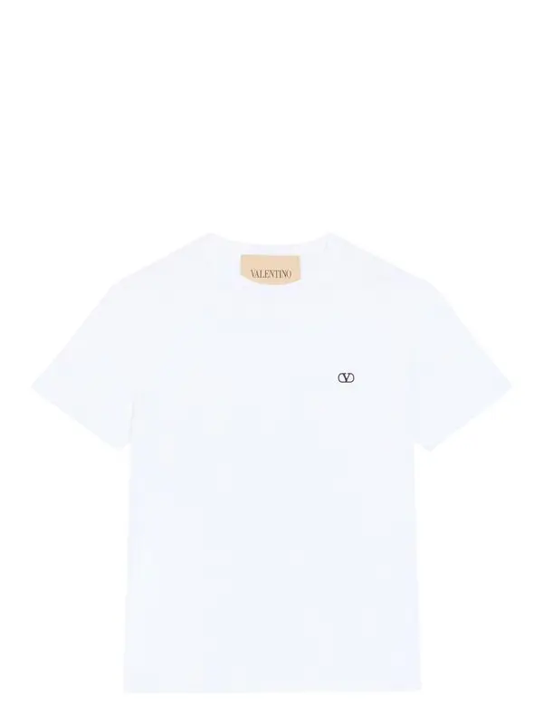 Valentino Garavani Vlogo Embroidered 100% Cotton Crewneck T-shirt - White