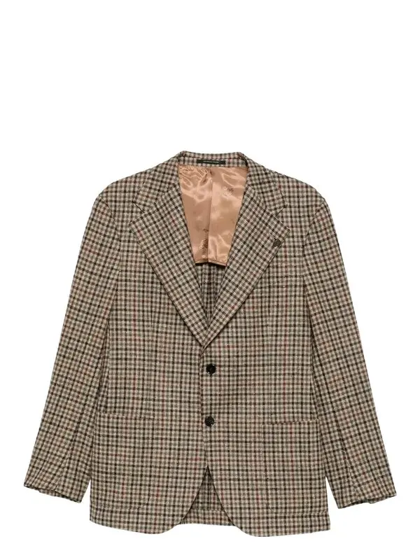GABRIELE PASINI Plaid Wool-blend Blazer - Beige