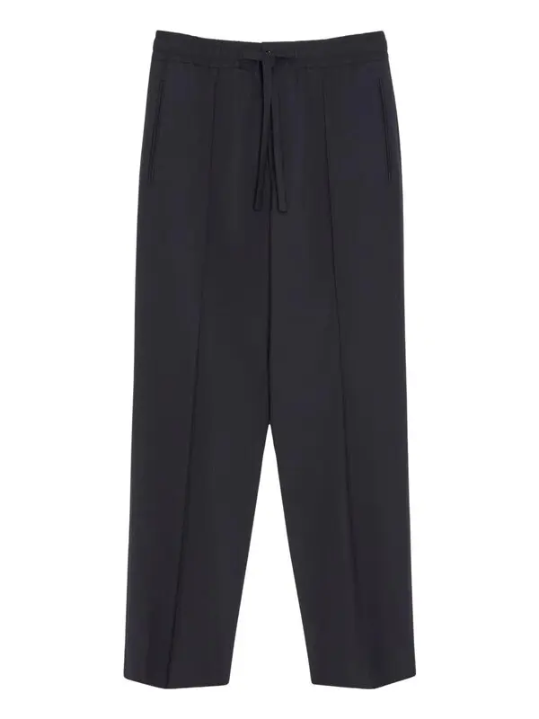 Valentino Garavani Wool & Mohair Blend Trousers With Embroidered Vlogo - Navy