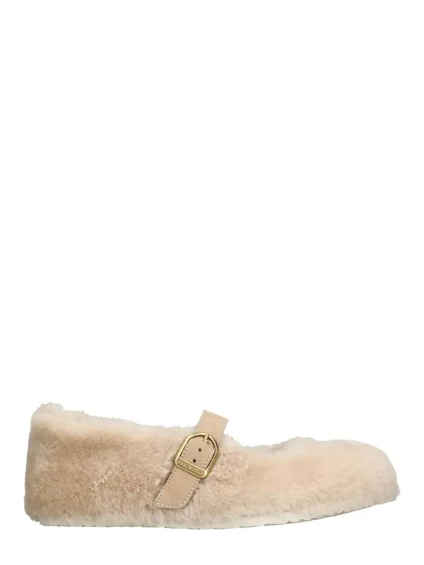 BIRKENSTOCK Shearling Santa Clarita Ballet Flats - Ivory