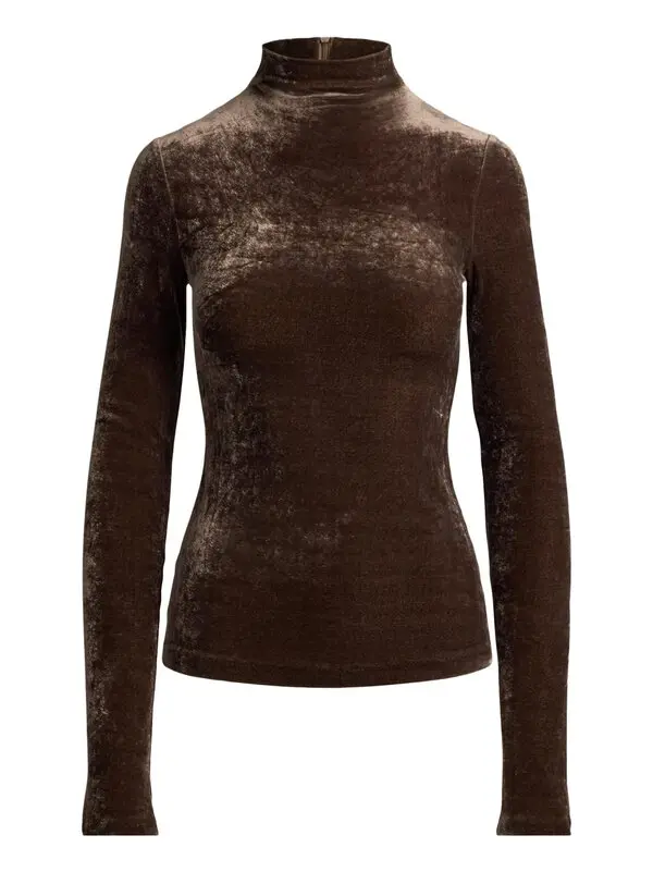 Ralph Lauren Velour Ilene Top - Brown