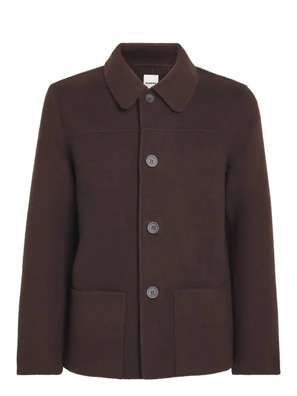 Sandro Double-face Wool-blend Jacket - Brown