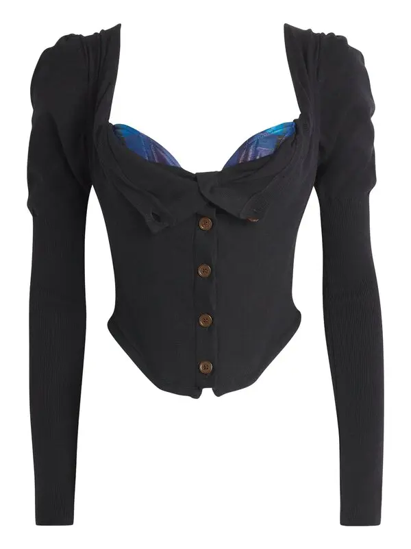 VIVIENNE WESTWOOD Cotton-cashmere Bea Cropped Cardigan - Black